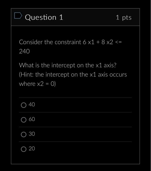Solved Question 1 1pts Consider The Constraint 6×18×2 