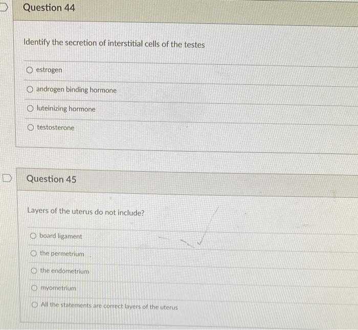 Solved Identify the secretion of interstitial cells of the | Chegg.com