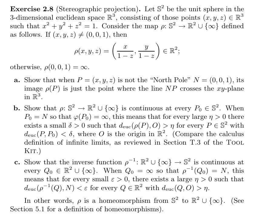 Solved Exercise 2.8 (Stereographic ﻿projection). ﻿Let S2 be | Chegg.com