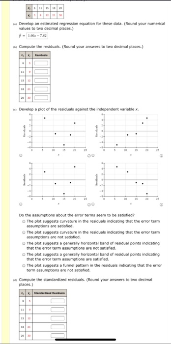 Solved - Develop an estimated regression equation for these | Chegg.com