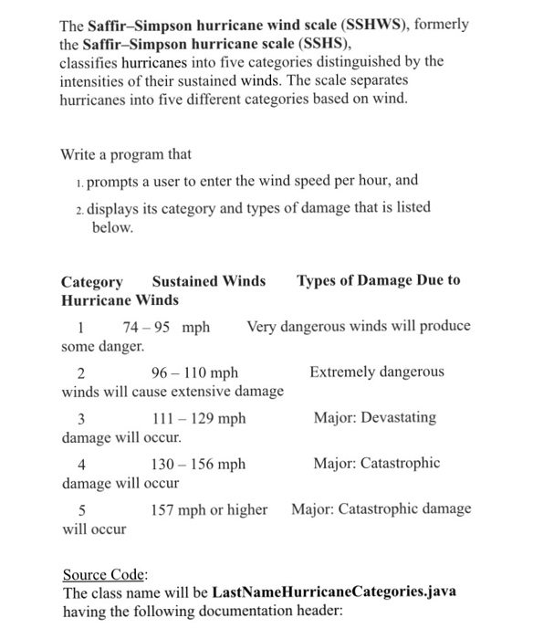 Answered: The Saffir-Simpson hurricane wind scale (SSHWS),
