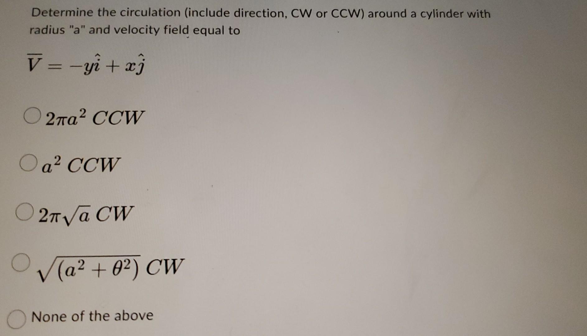 Determine the circulation (include direction, CW or | Chegg.com