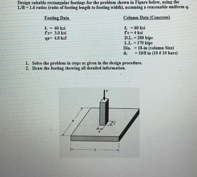 Design suitable rectangular footings for the problem | Chegg.com