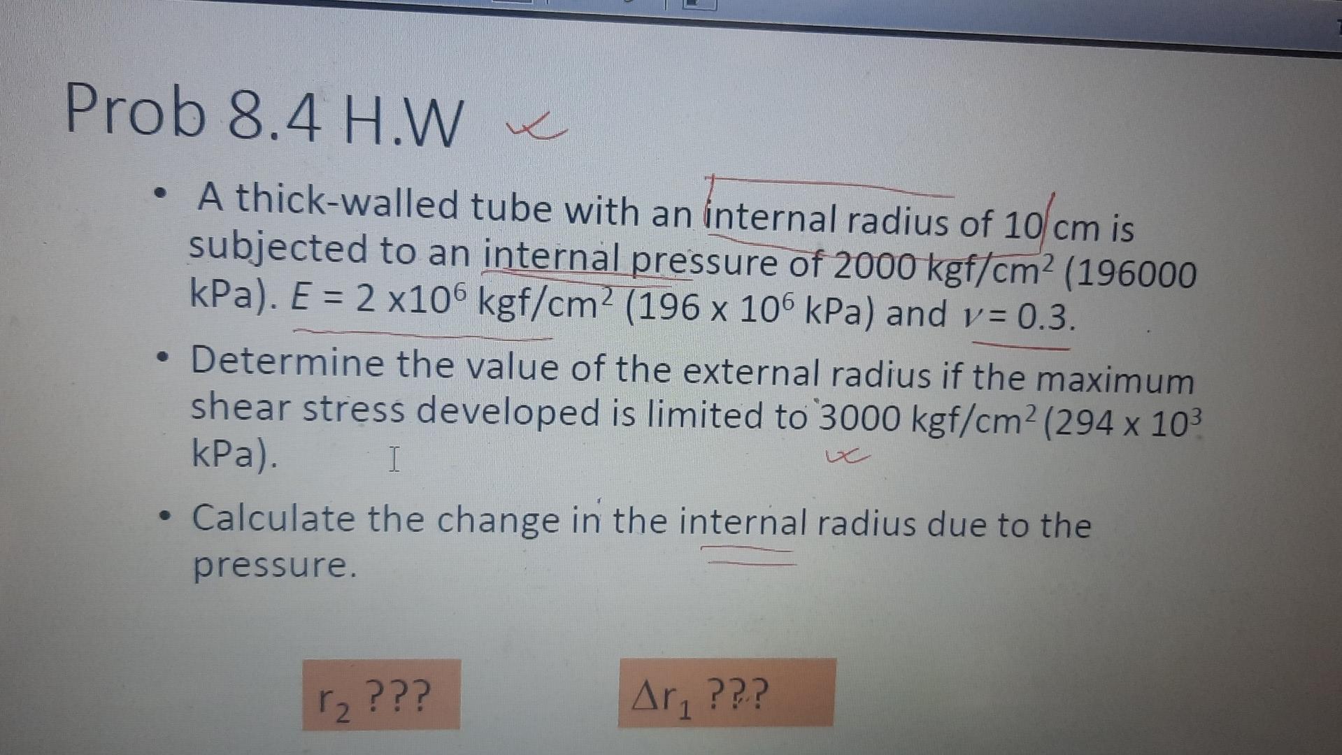 Solved - A thick-walled tube with an internal radius of | Chegg.com