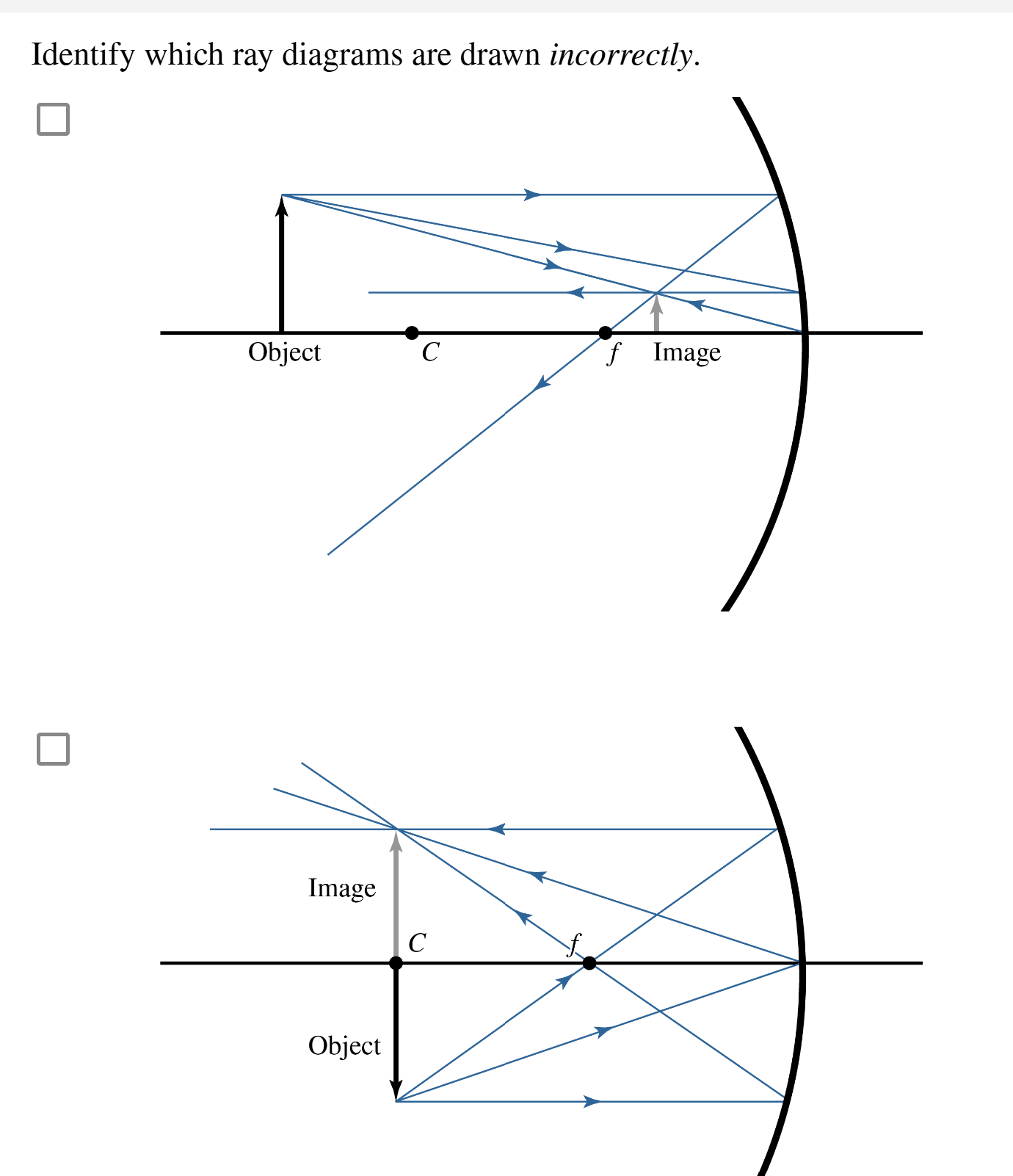 Solved the rays diagrams shown trace the path that light | Chegg.com