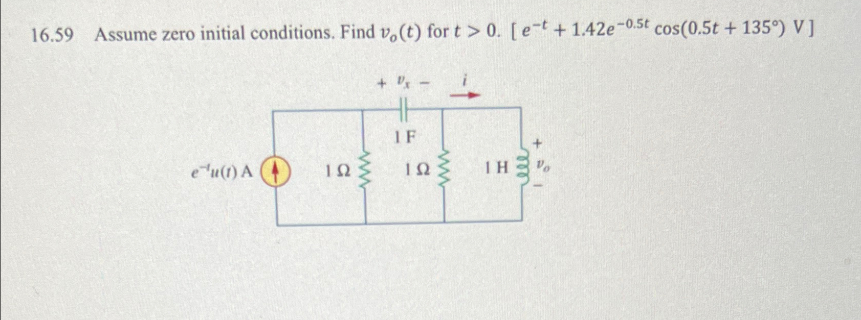 Solved 16.59 ﻿Assume zero initial conditions. Find vo(t) | Chegg.com