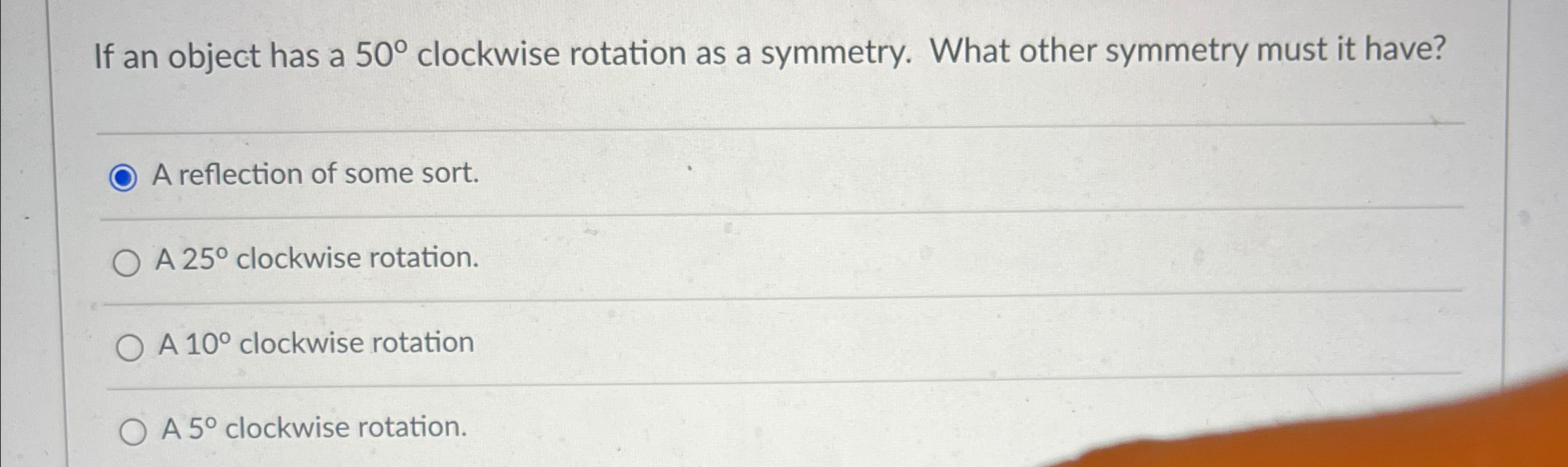 If An Object Has A 50° ﻿clockwise Rotation As A