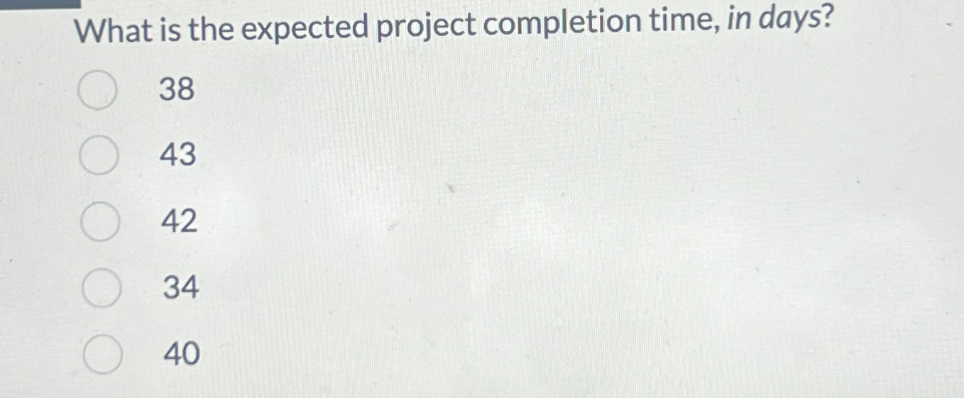 Solved What is the expected project completion time, in | Chegg.com