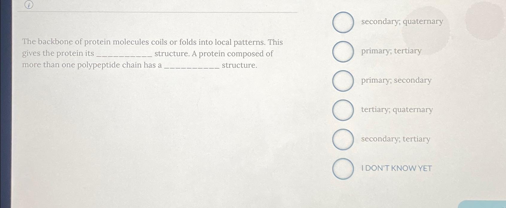 Solved (i)secondary; quaternaryThe backbone of protein | Chegg.com