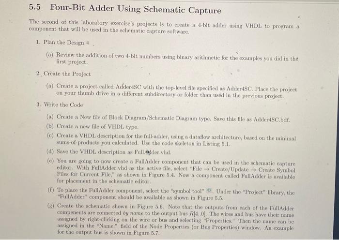 Solved 5.4 Four-Bit Adder Using the Structural Style To | Chegg.com