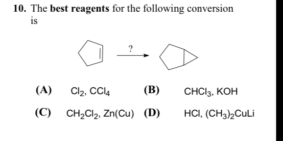 Solved The best reagents for the following conversion | Chegg.com
