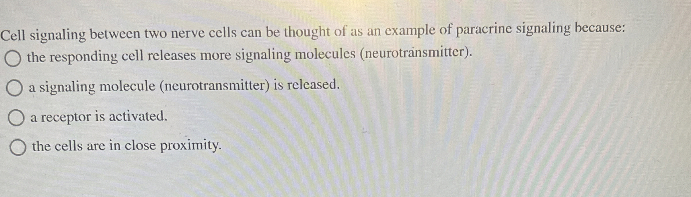 Solved Cell signaling between two nerve cells can be thought | Chegg.com