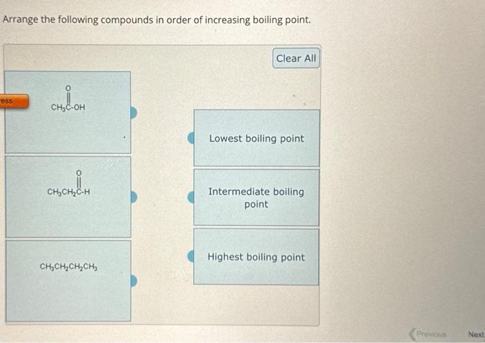 Solved Arrange the following compounds in order of | Chegg.com