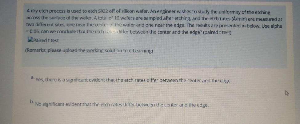 Solved A dry etch process is used to etch SiO2 off of | Chegg.com