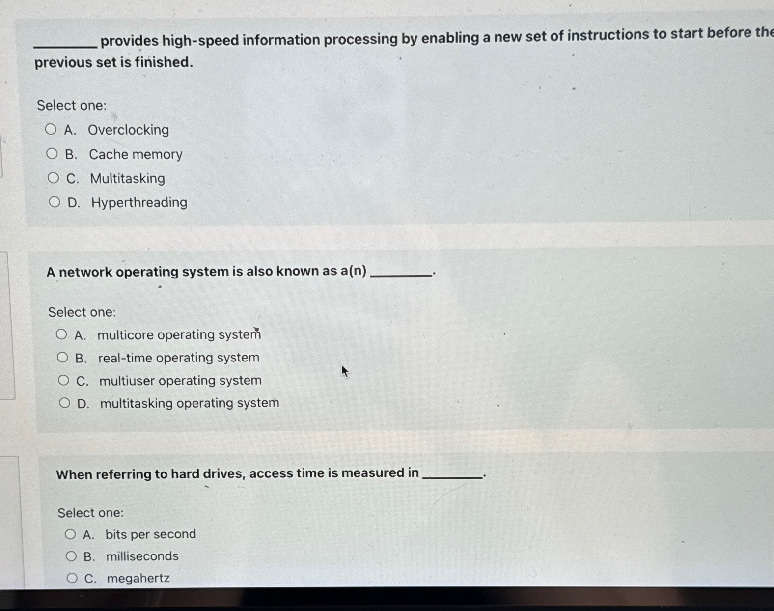Solved provides high-speed information processing by | Chegg.com