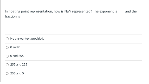 In floating point representation, how is NaN | Chegg.com