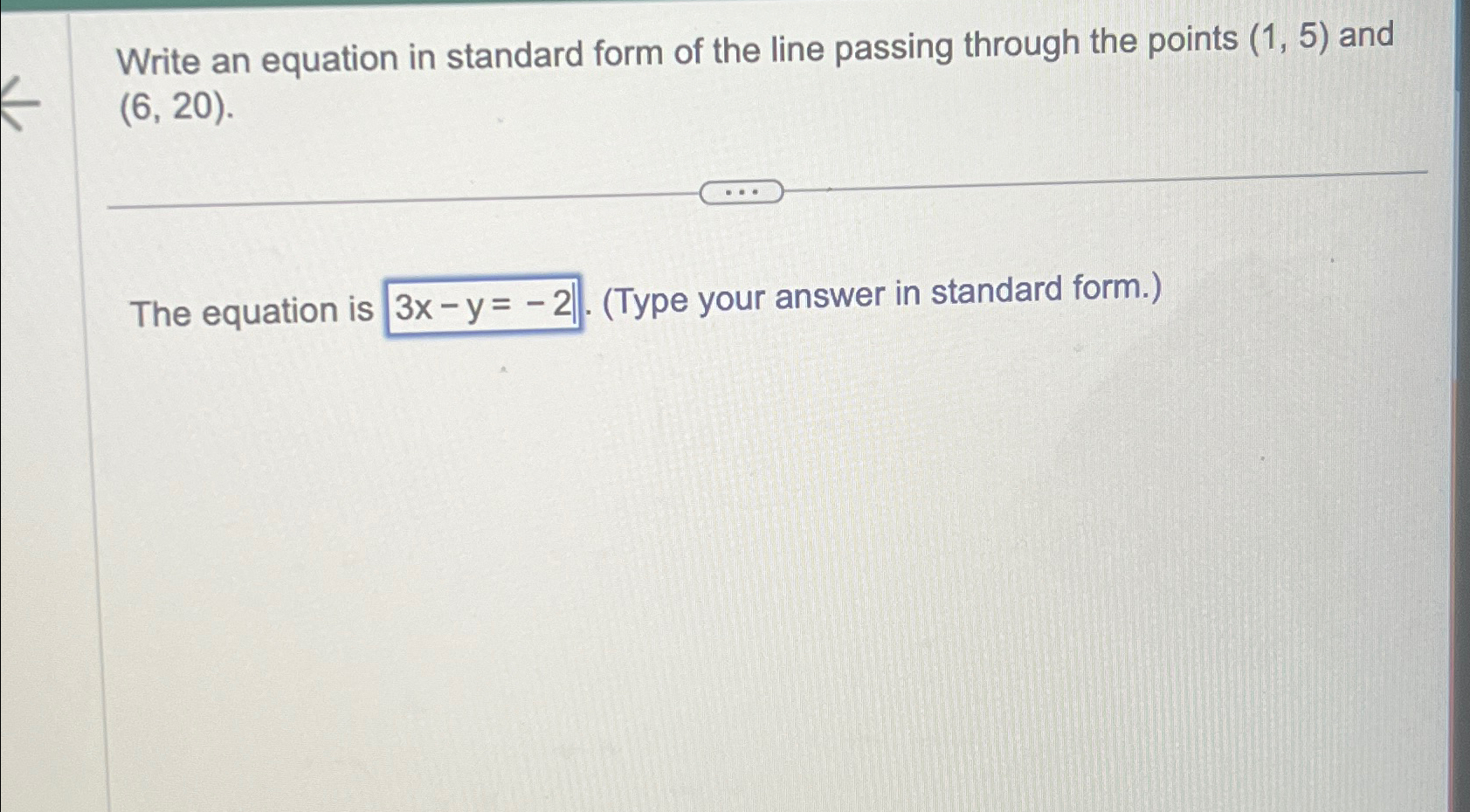 Solved Write an equation in standard form of the line | Chegg.com