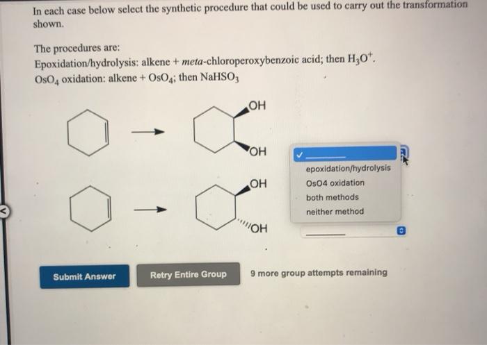 Solved In each case below select the synthetic procedure | Chegg.com