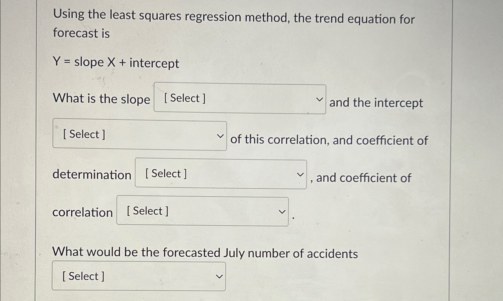 Solved Using the least squares regression method, the trend | Chegg.com