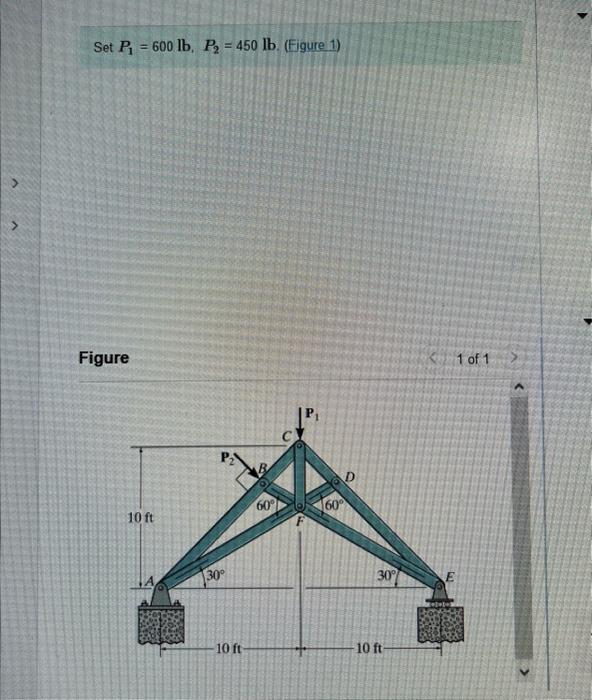 Solved Set P1=600lb,P2=450lb. (Figure 1) Figure | Chegg.com Solved Set P1=600lb,P2=450lb. (Figure 1) Figure | Chegg.com
