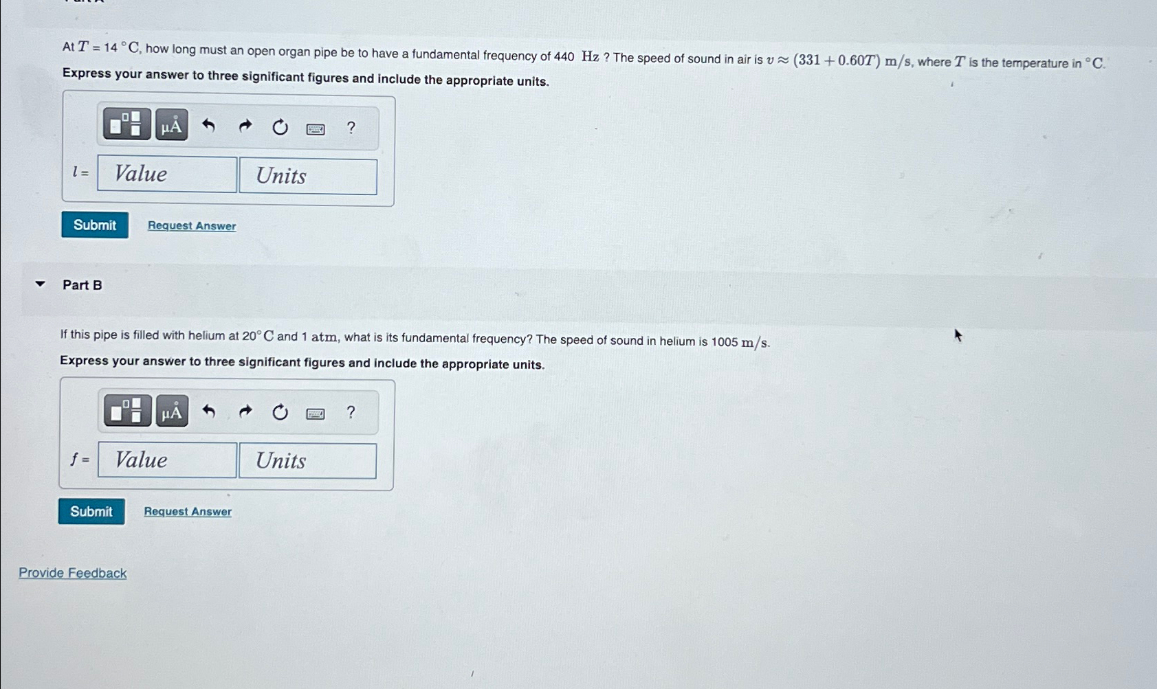 At T=14°C, ﻿how long must an open organ pipe be to | Chegg.com