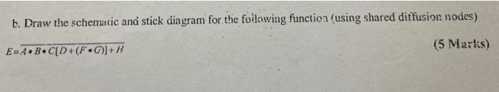 Solved b. Draw the schematic and stick diagram for the | Chegg.com