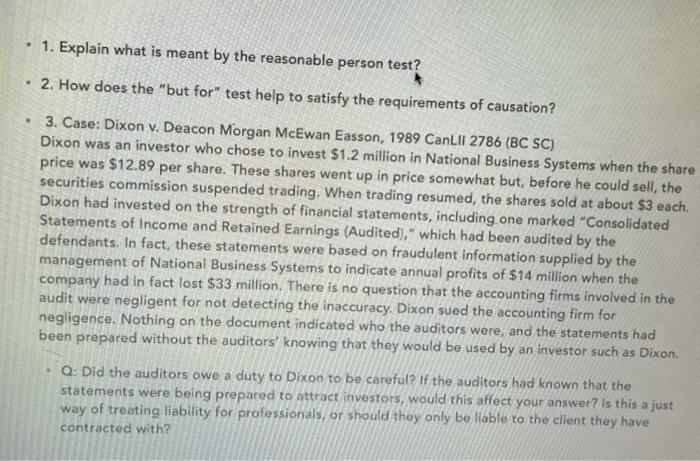 Solved . 1. Explain what is meant by the reasonable person | Chegg.com