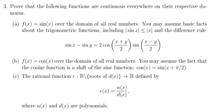 Solved 3. Prove that the following functions are continuous | Chegg.com