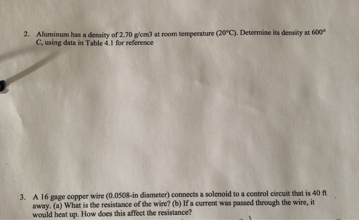 Solved Aluminum has a density of 2.70 g/cm3 at room | Chegg.com