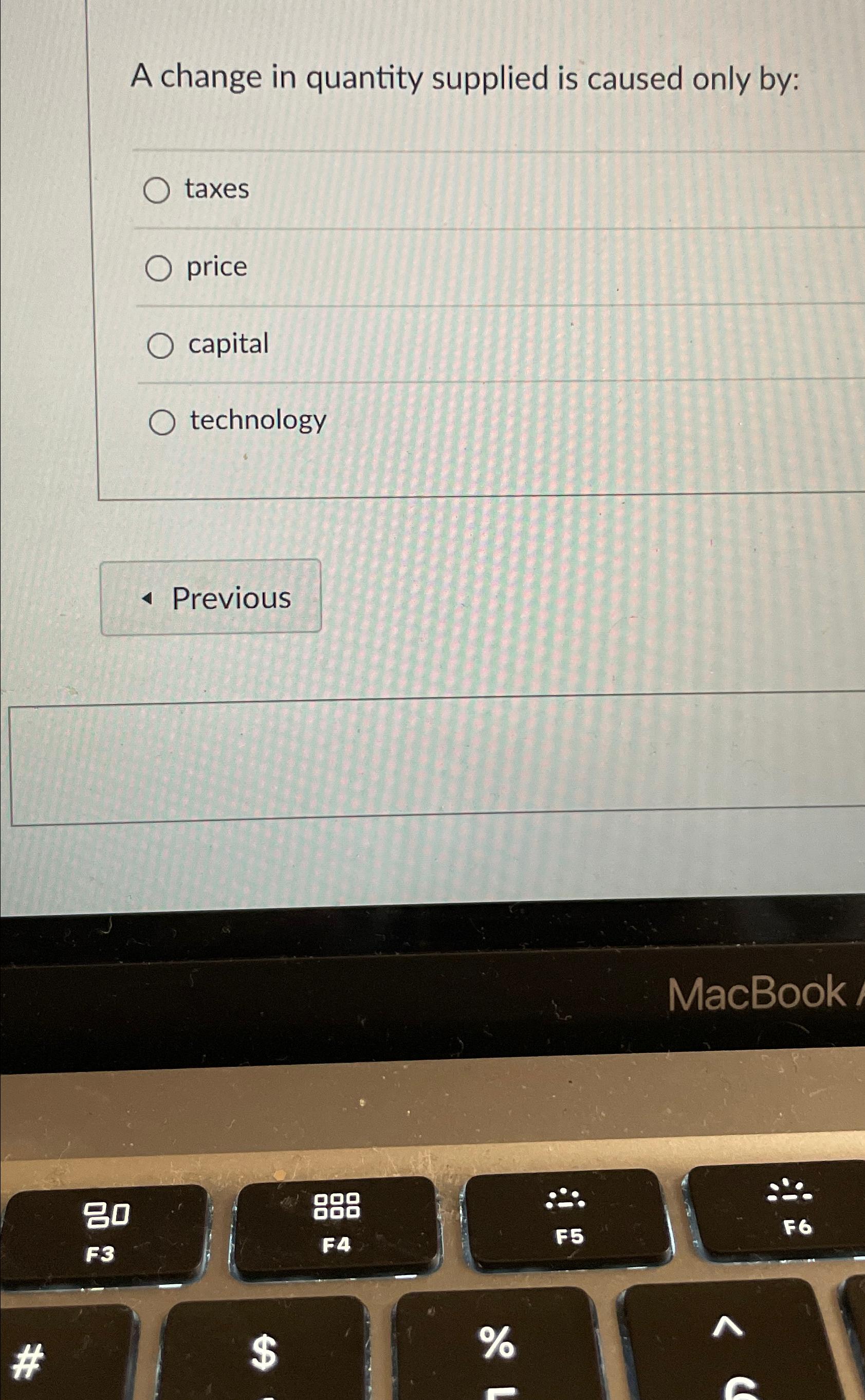 Solved A change in quantity supplied is caused only | Chegg.com