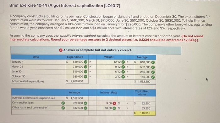 Solved Brief Exercise 10-14 (Algo) Interest capitalization | Chegg.com