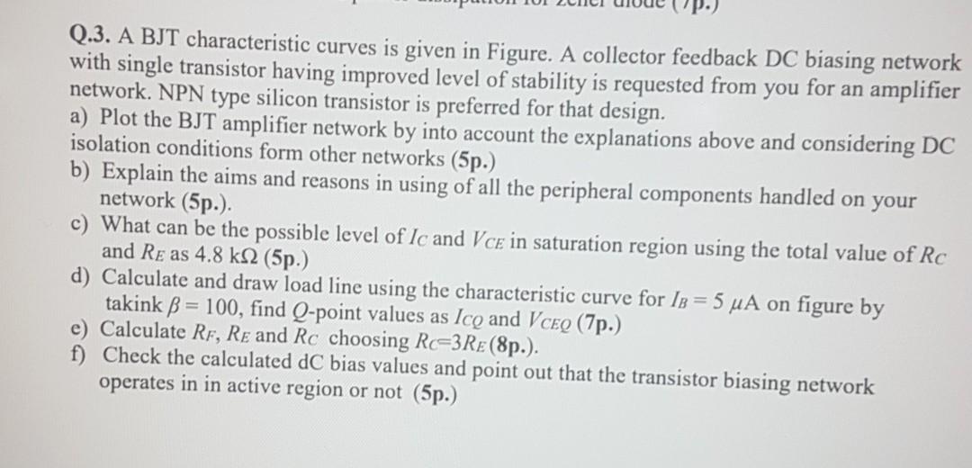Solved Q.3. A BJT characteristic curves is given in Figure. | Chegg.com Solved Q.3. A BJT characteristic curves is given in Figure. | Chegg.com