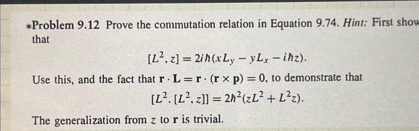 *Problem 9.12 ﻿Prove the commutation relation in | Chegg.com