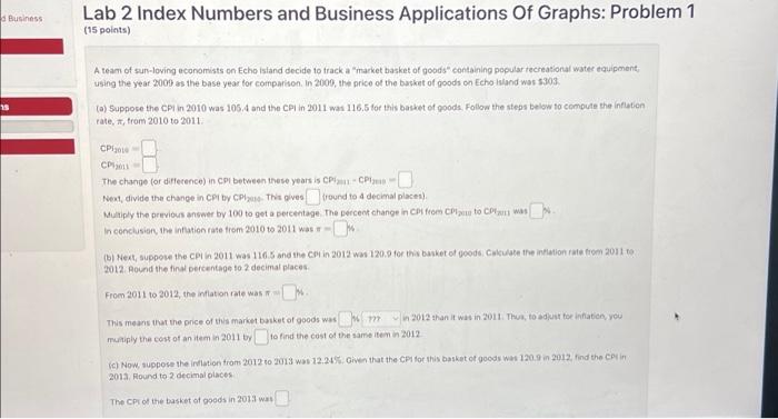 Solved Lab 2 Index Numbers and Business Applications Of | Chegg.com