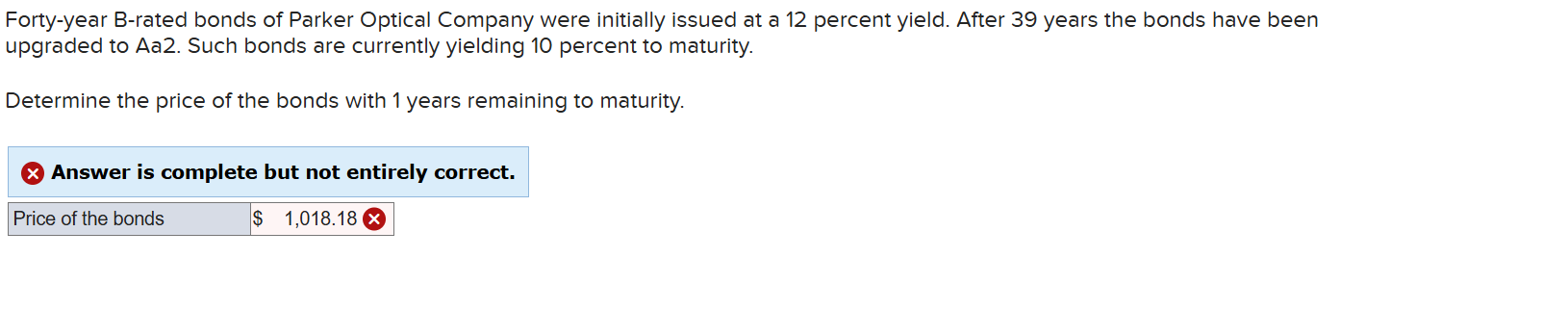 Solved Forty-year B-rated bonds of Parker Optical Company | Chegg.com