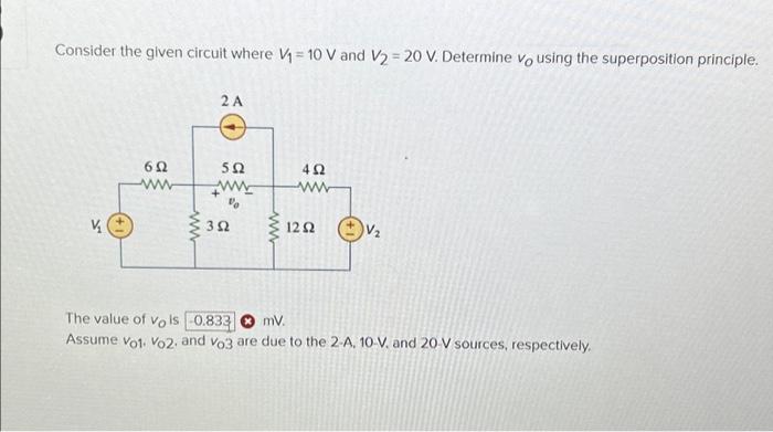 Solved Consider the given circuit where V₁ = 10 V and V20 V. | Chegg.com