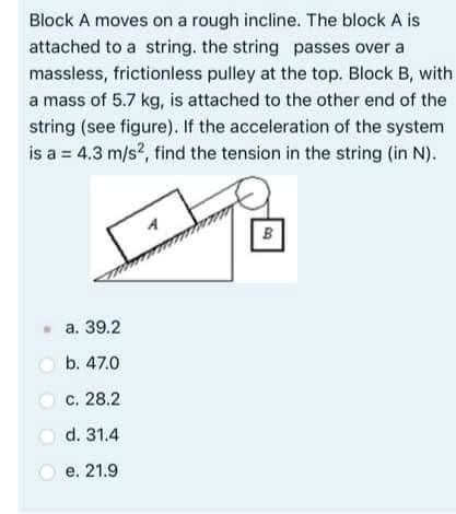 Solved Block A moves on a rough incline. The block A is | Chegg.com