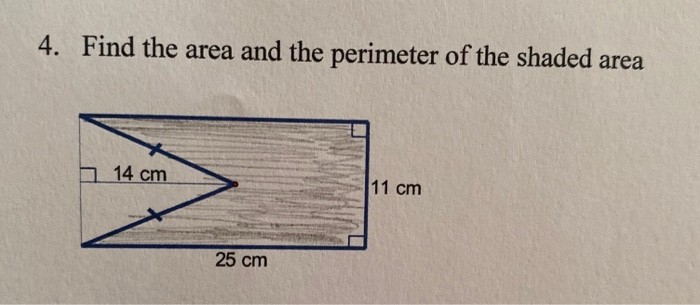 Solved 4. Find the area and the perimeter of the shaded area | Chegg.com