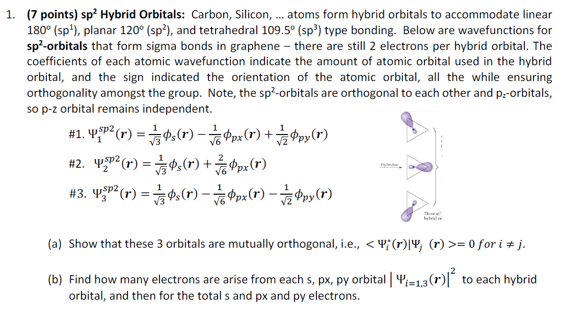 Solved (7 ﻿points) sp2 ﻿Hybrid Orbitals: Carbon, Silicon, | Chegg.com