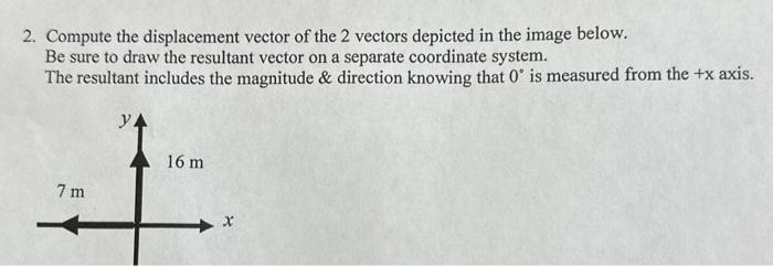 Solved 2. Compute the displacement vector of the 2 vectors | Chegg.com