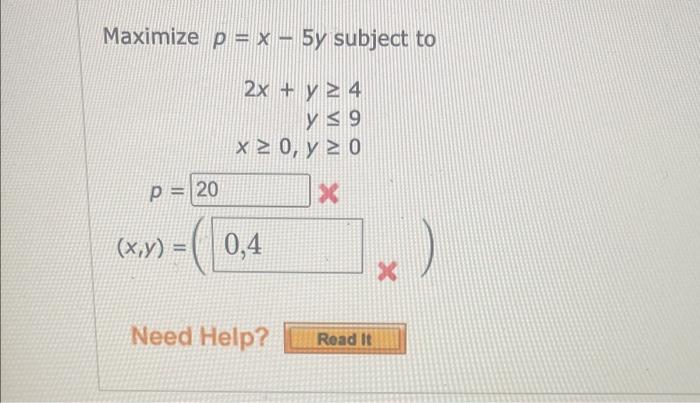 Solved Minimize C X−8y Subject To