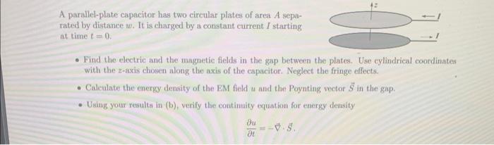 Solved A parallel-plate capacitor has two circular plates of | Chegg.com