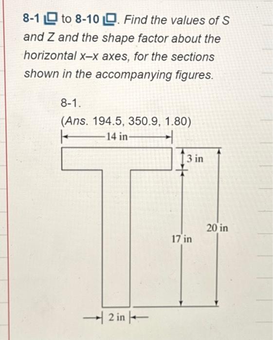 Solved 8-1 므 to 8-10 므. Find the values of S and Z and the | Chegg.com
