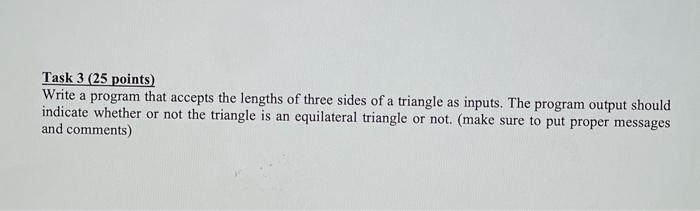 Solved Task 3 (25 points) Write a program that accepts the | Chegg.com