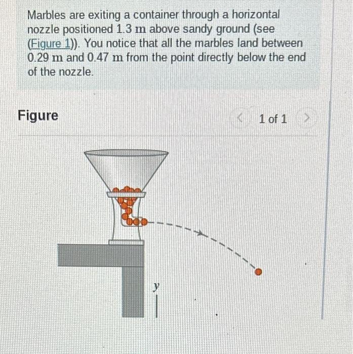 Solved Marbles are exiting a container through a horizontal | Chegg.com