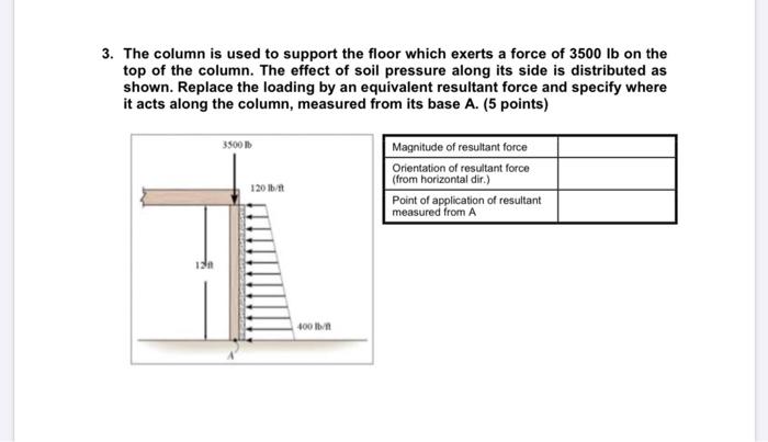 Solved 3. The column is used to support the floor which | Chegg.com