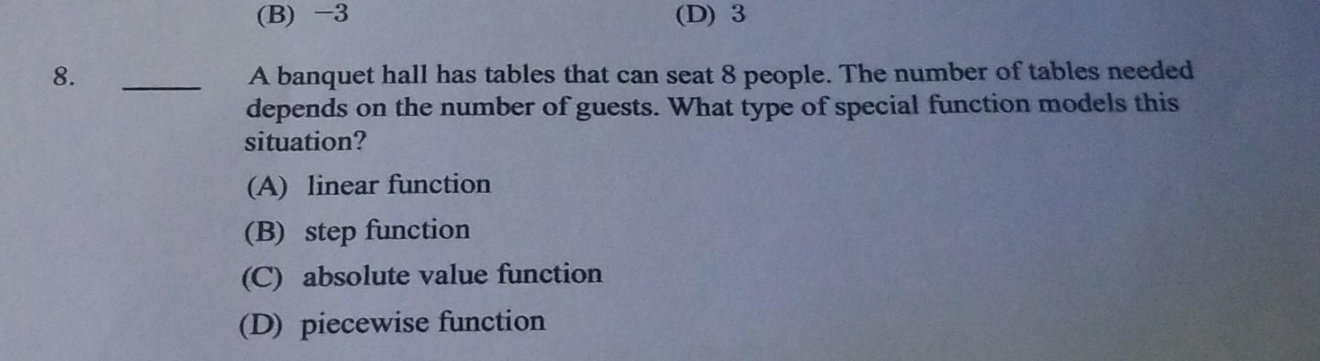 Solved A banquet hall has tables that can seat 8 people. The | Chegg.com