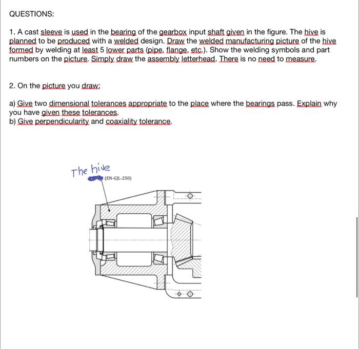 Solved 1. A cast sleeve is used in the bearing of the | Chegg.com