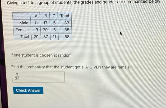 Solved Giving a test to a group of students, the grades and | Chegg.com