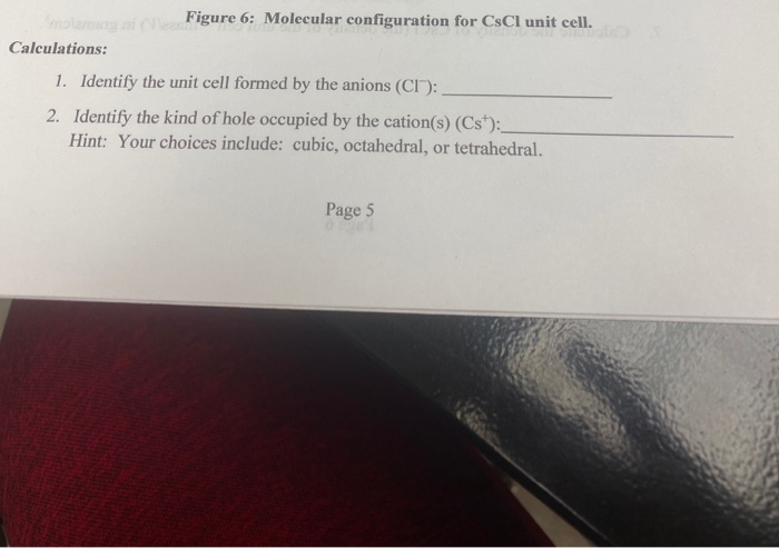 Solved Figure 6: Molecular configuration for CsCl unit cell. | Chegg.com